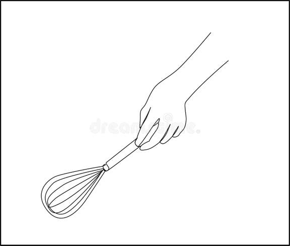 Continuous One Line Drawing of Hand Holding Whisk Egg. Kitchen Whisk ...