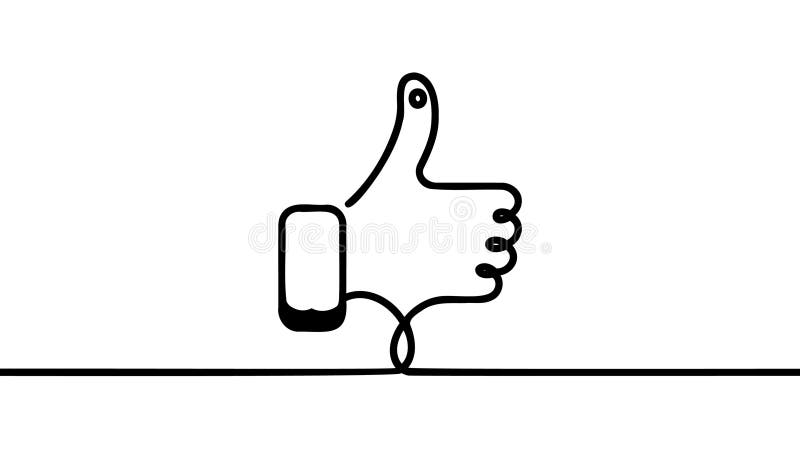 Continuous One Line Drawing of Hand Showing Great Sign, Like Stock ...