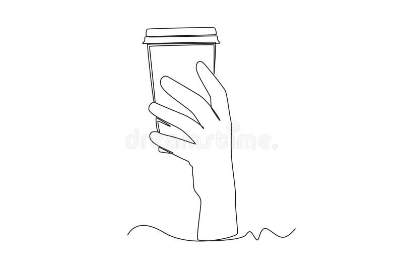 Continuous One Line Drawing Hands Holding Different Objects Concept ...