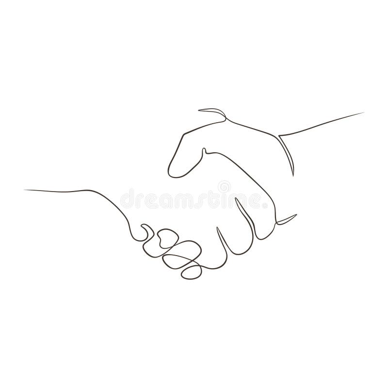 Continuous One Line Drawing of Handshake. Handshake Concept Stock ...