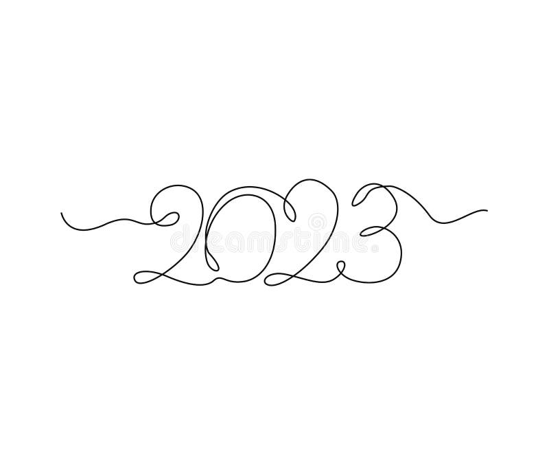 Continuous One Line Drawing of 2023. 2023 Handwritten Lettering New ...