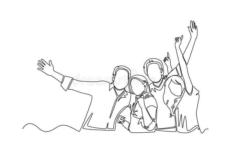 Group Celebrating Continuous Line Drawing Stock Illustrations – 101 ...
