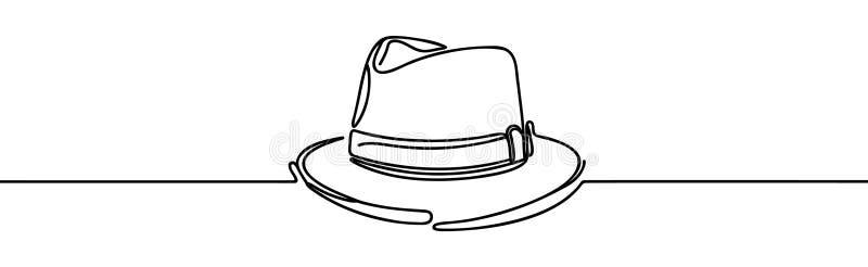 Continuous One Line Drawing of Hat. Isolated on White Background Vector ...