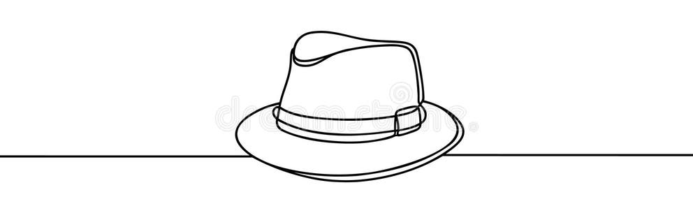 Continuous One Line Drawing of Hat. Isolated on White Background Vector ...