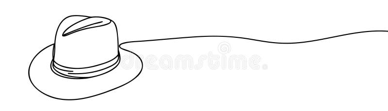 Continuous One Line Drawing of Hat. Isolated on White Background Vector ...