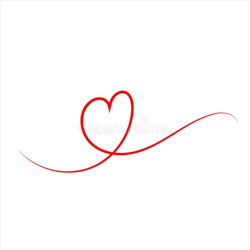 Continuous One Line Drawing Of Heart Isolated On White Background