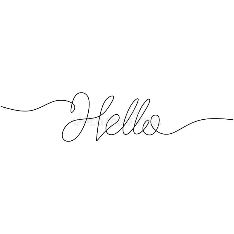 Continuous One Line Drawing of Hello Word Stock Vector - Illustration ...