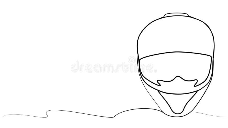 Continuous One Line Drawing of Helmet. Vector Illustration Stock ...
