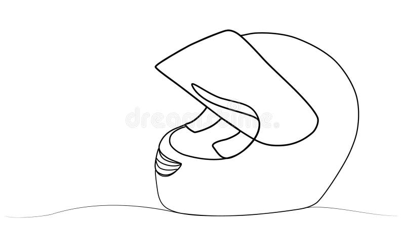 Continuous One Line Drawing of Helmet. Vector Head Protection Stock ...