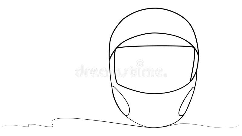 Continuous One Line Drawing of Helmet. Vector Head Protection Stock ...