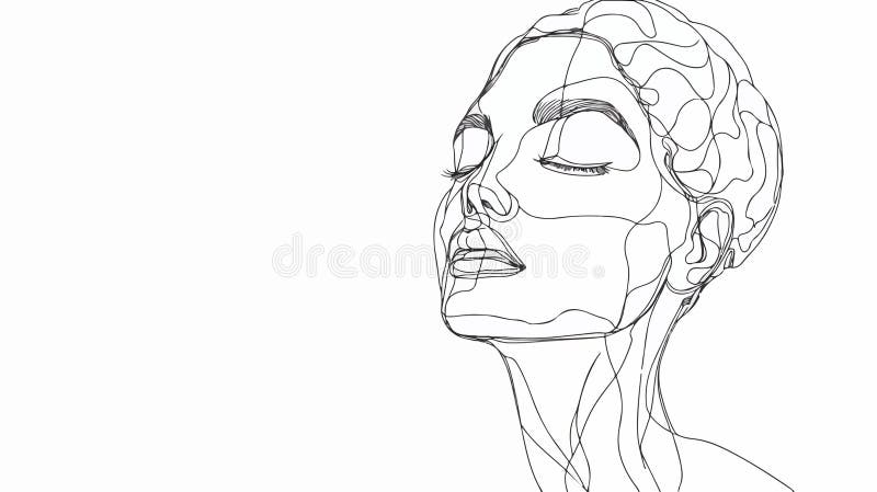 Continuous One Line Drawing of Human Brain Stock Vector - Illustration ...
