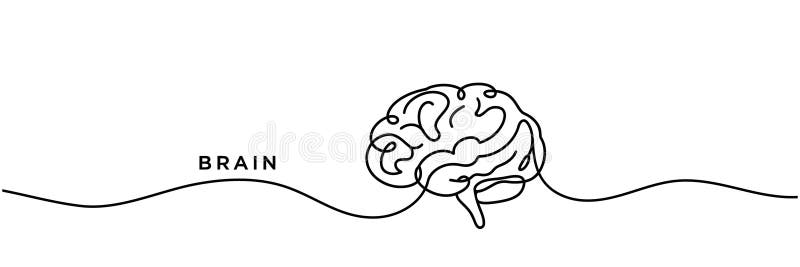 Continuous One Line Drawing of Human Brain Line Art Vector Illustration ...