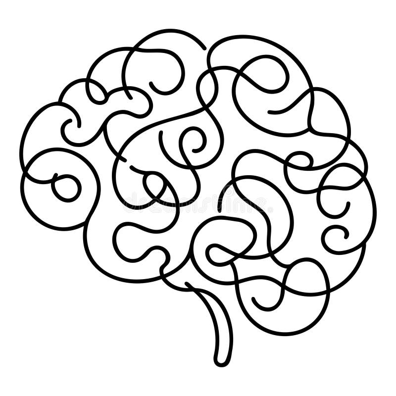 Continuous One Line Drawing of Human Brain. Hand Drawn Minimalism Style ...