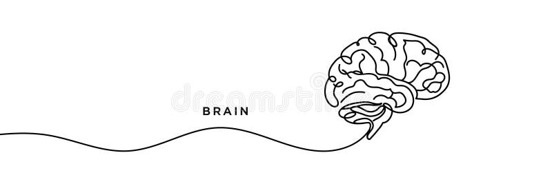 Continuous One Line Drawing of Human Brain Line Art Vector Illustration ...