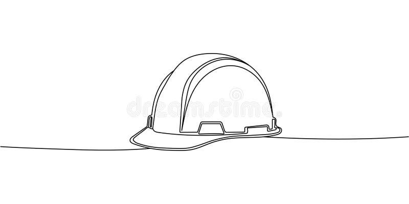 Continuous One Line Drawing of Isolated Hard Hat. Hard Helmet Editable ...