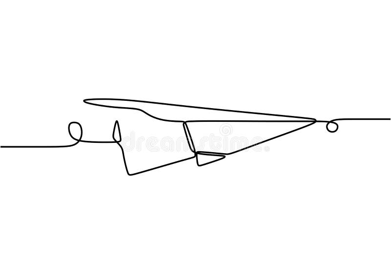 Continuous One Line Drawing of Isolated Object Paper Flying Airplane ...