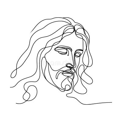 Continuous One Line Drawing of Jesus Face Stock Vector - Illustration ...