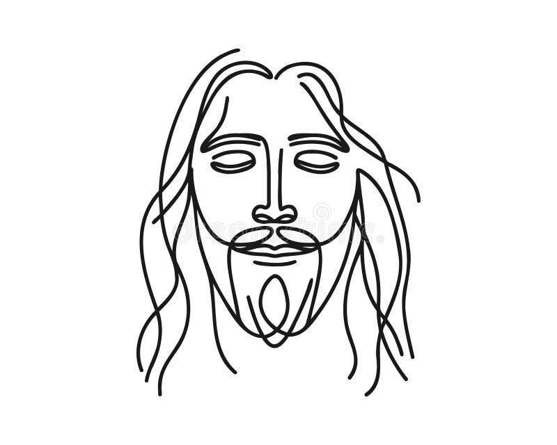 Continuous One Line Drawing of Jesus Face Stock Illustration ...