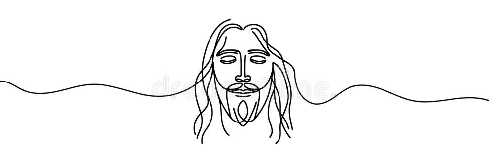 Continuous One Line Drawing of Jesus Face Stock Illustration ...