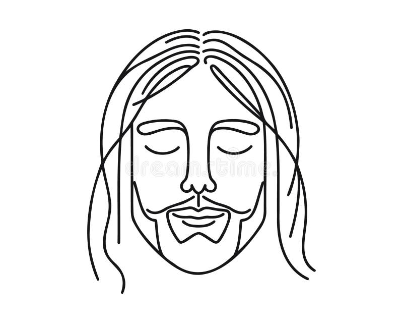Continuous One Line Drawing of Jesus Face Stock Illustration ...