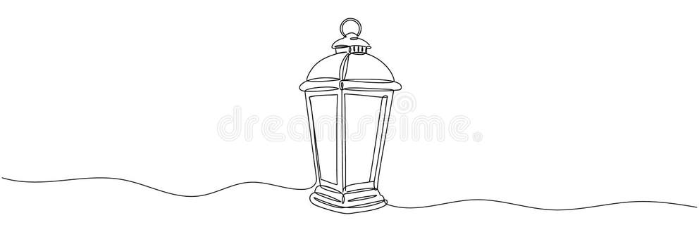 Continuous One Line Drawing of Lantern. Depicting Lighting with Simple ...