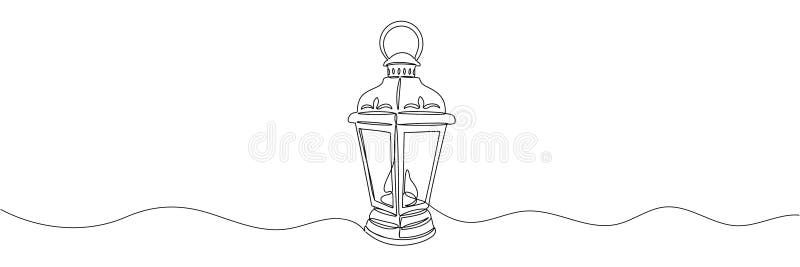 Continuous One Line Drawing of Lantern. Depicting Lighting with Simple ...