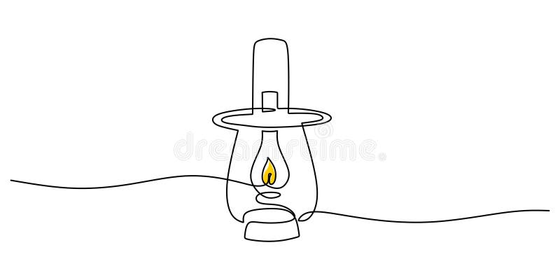 Continuous One Line Drawing of Lantern. Representing Lighting with ...