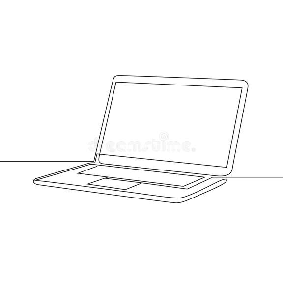 Continuous One Line Drawing Laptop. Vector Illustration. Stock Vector ...