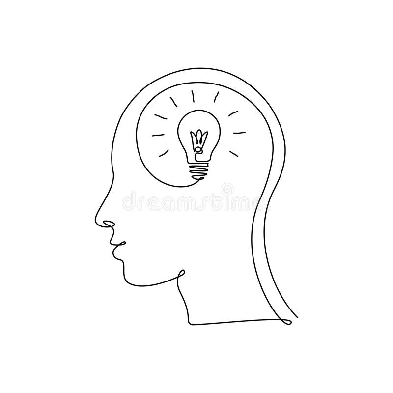 Continuous Line Idea Head Bulb Stock Illustrations – 298 Continuous ...