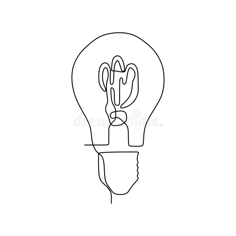 Continuous One Line Drawing Light Bulb Symbol Idea and Creativity ...