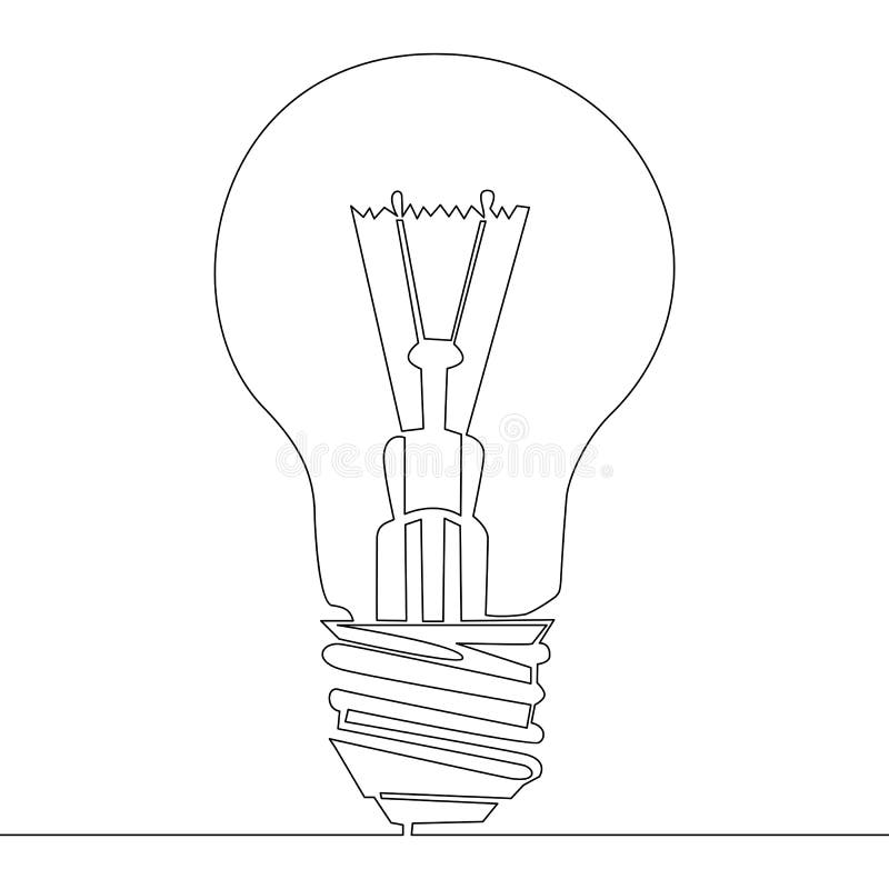 Continuous One Line Drawing Light Bulb Symbol Stock Vector ...