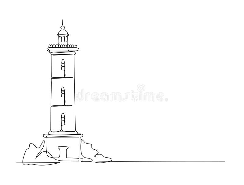 Continuous One Line Drawing of Lighthouse Tower. Simple Illustration of ...