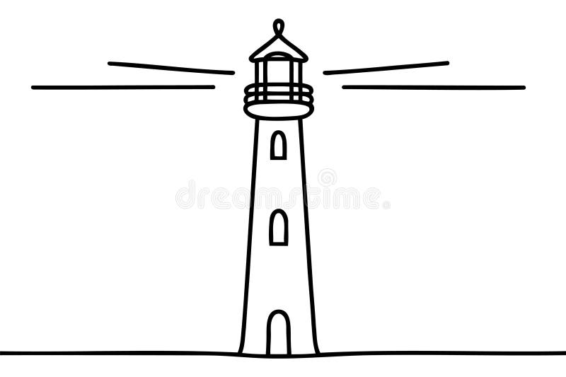 Continuous One Line Drawing of Lighthouse Tower. Vector Illustration ...