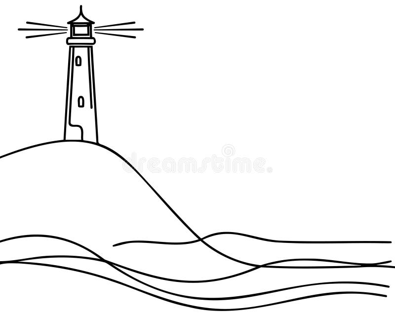 Continuous One Line Drawing of Lighthouse Tower. Vector Illustration ...