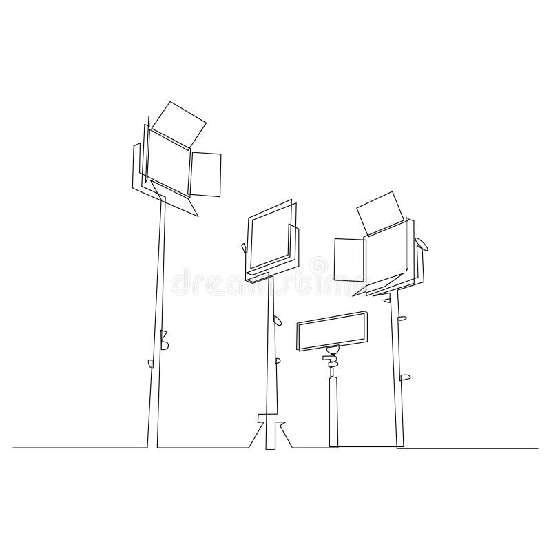 Continuous One Line Drawing Lighting Set Up. Photo Studio Light Drawn ...
