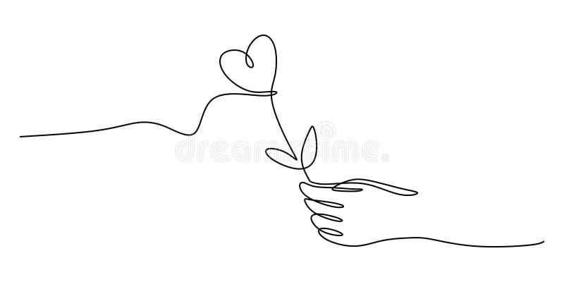 Continuous One Line Drawing of Love. a Universal Symbol of Affection ...