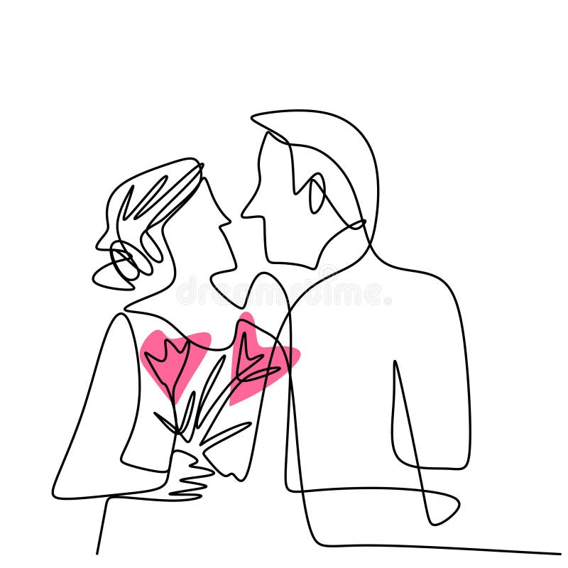 Continuous Drawing Couple Loving Stock Illustrations 247 Continuous