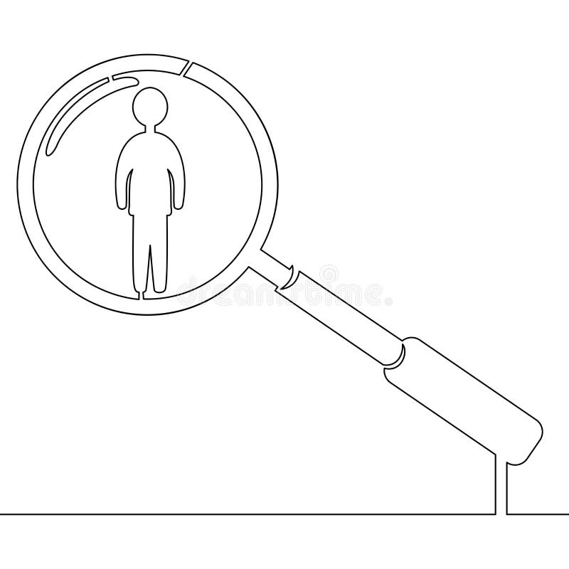 Continuous One Line Man in Magnifier HR Concept Stock Vector ... Continuous One Line Man in Magnifier HR Concept Stock Vector ...