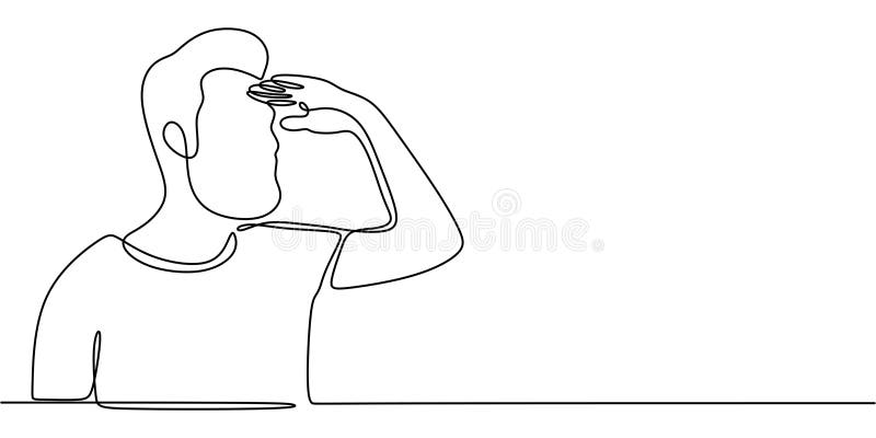 Continuous One Line Drawing of a Man in a Respectful Pose, Highlighting ...