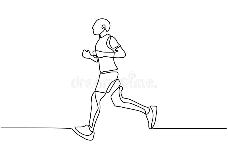 Continuous One Line Drawing of Man Running Sport Theme Hand Drawn ...