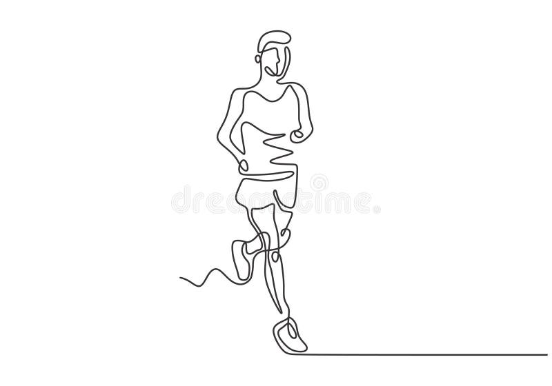Continuous One Line Drawing of Person Running during Sport Marathon or ...