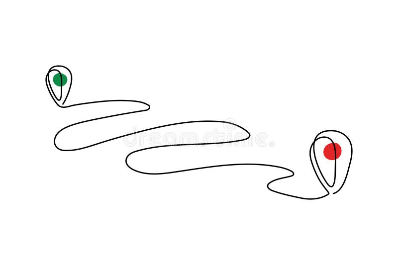 Continuous One Line Drawing of Map View in Urban Area. Simple Pins on ...