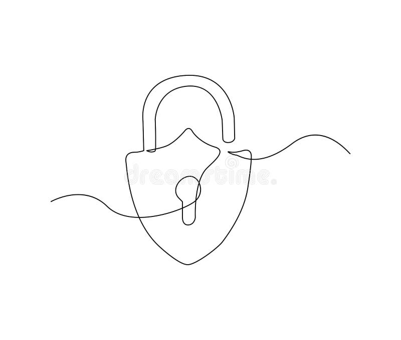 Continuous One Line Drawing of Metal Padlock. Padlock Security Sign ...