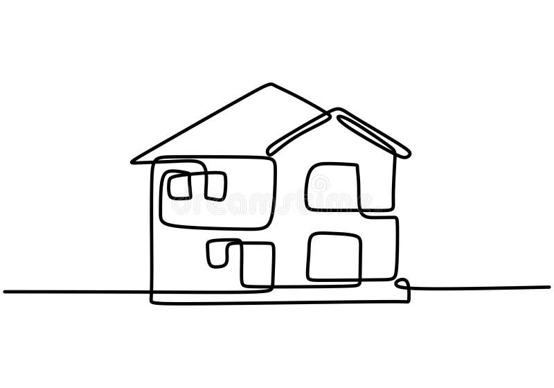 Continuous One Line Drawing of a Miniature House Stock Vector ...