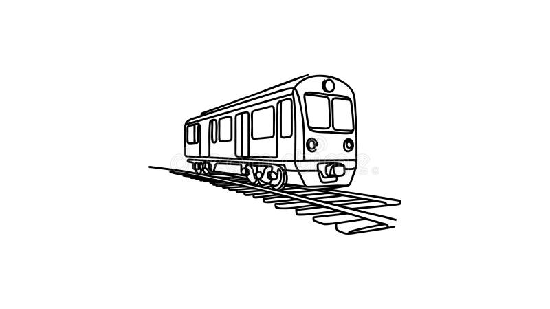 Continuous One Line Drawing. Modern High Speed Passenger Commuter Train ...