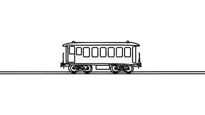 Continuous One Line Drawing. Modern High Speed Passenger Commuter Train ...