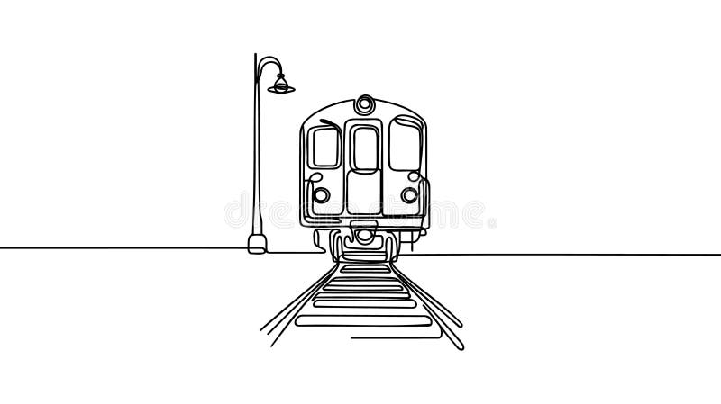 Continuous One Line Drawing. Modern High Speed Passenger Commuter Train ...
