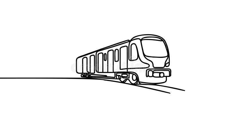 Continuous One Line Drawing. Modern High Speed Passenger Commuter Train ...