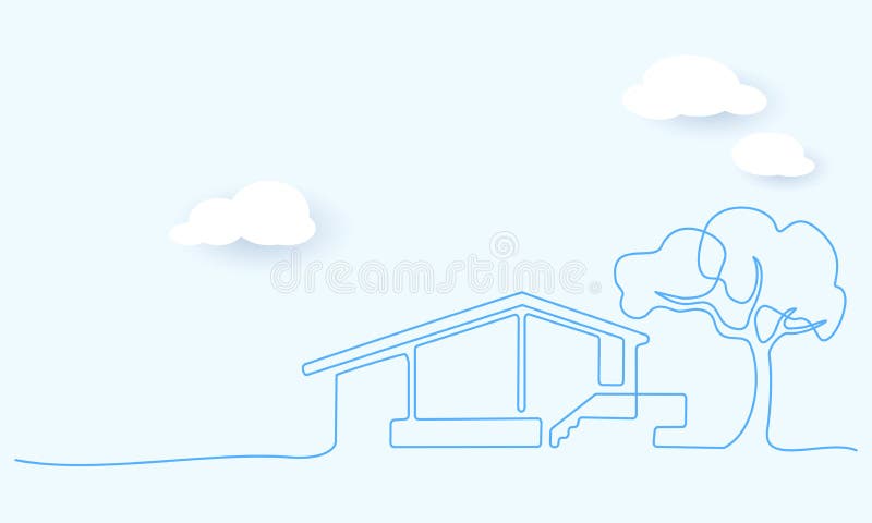 Continuous One Line Drawing Modern House Logo Stock Vector ... Continuous One Line Drawing Modern House Logo Stock Vector ...