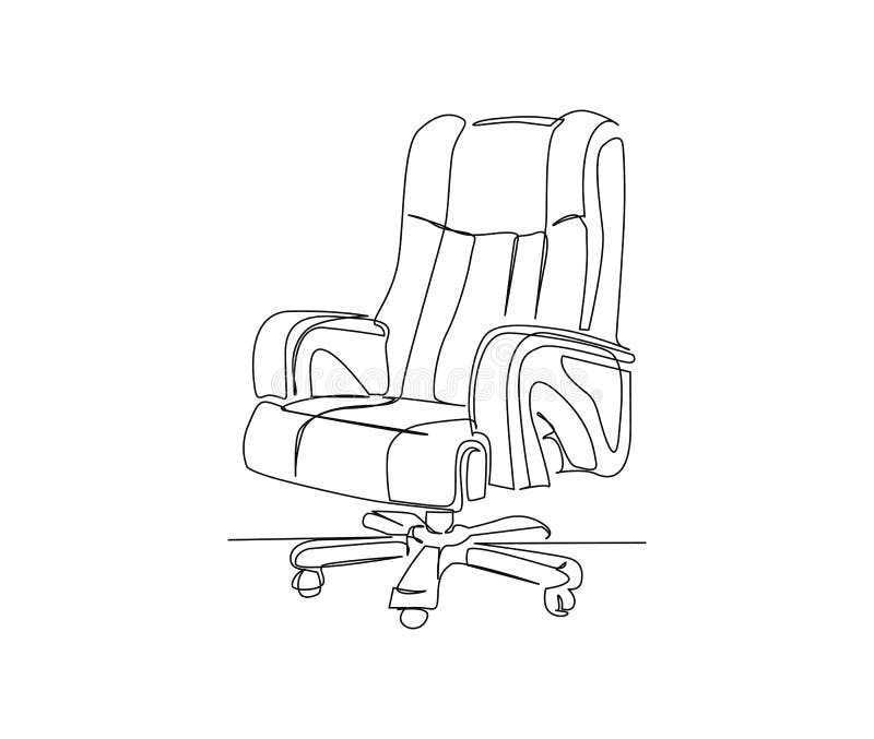 Continuous One Line Drawing of Modern Work Chair. Office Armchair Hand ...